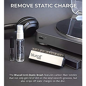 Blucoil Cleaning Kit for Turntable Stylus, LP and Vinyl Records - Anti-Static Carbon Fiber Brush, Velvet Record Cleaning Brush Stand 30ml Vinyl Record-Cleaning Solution 3.5ml Stylus Cleaner Fluid