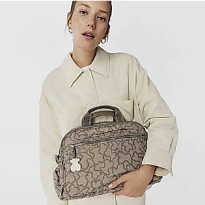 TOUS Vinyl Combined with Calfskin Leather Stoned Color Baby Bag for Women, 40x20x25 cm, Kaos New Colores Collection