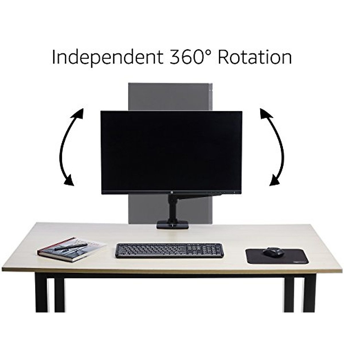 Amazon Basics Single Monitor Stand, Lift Engine Arm Mount, Black