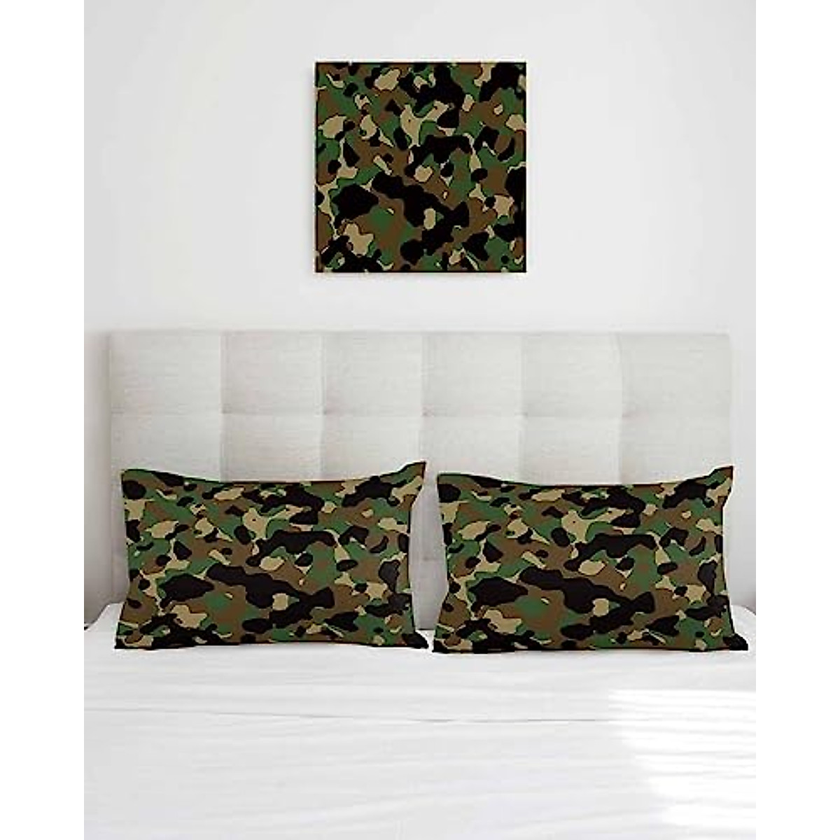 zzsunfeel Pillow Cases Linen Pillow Shams Camo Pillow Cases Set of 2 12x20 Inches Pillowcases Rectangle Cushion Covers Flax Soft Linen Pillow Covers for Couch Sofa