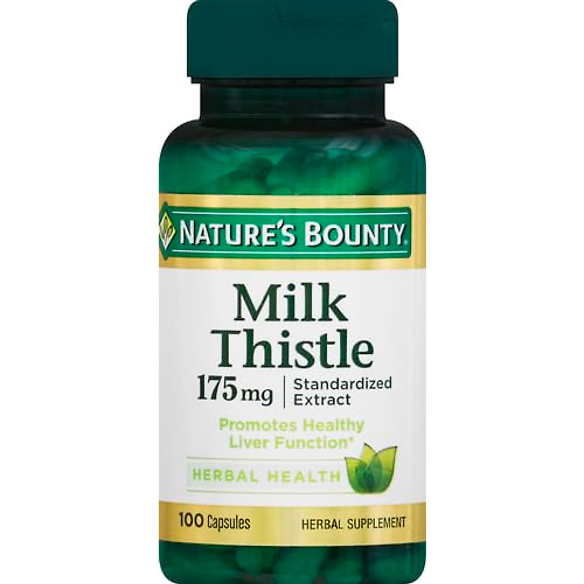 Nature's Bounty Milk Thistle, Herbal Health Supplement, Supports Liver Health, 175mg, 100 Softgels