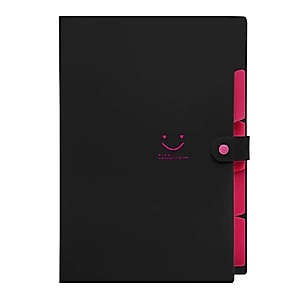 SKYDUE Letter A4 Paper Expanding File Folder Pockets Accordion Document Organizer (Black)