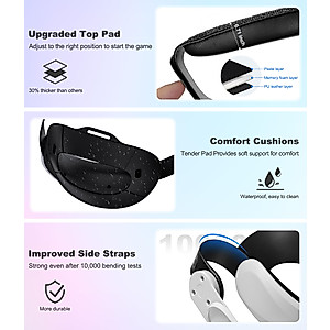 Kawaye for Meta Quest 3S/Quest 3/Quest 2 Head Strap, Adjustable Head Strap for Elite Strap, VR Headset Strap Enhanced Support&Comfort&Reduce Pressure