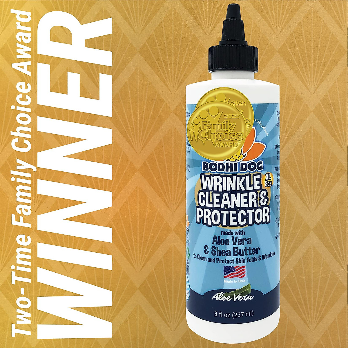 Bodhi Dog Wrinkle Cleaner and Protector | Extra Large 8oz | Soother & Protect Wrinkles & Skin | Stain Remover & Anti Itch for Bulldogs & Pugs | Made in The USA