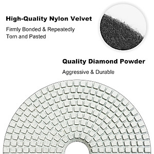 Waies 9 Packs 6 Inch Diamond Polishing Pads Wet/Dry Polish Pad Kit for Drill Grinder Polisher 50-10000 Grit Pads for Marble Tile Quartz Granite Concrete Countertop