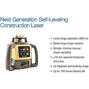 Topcon RL-H5A Self Leveling Horizontal Rotary Laser with Bonus EDEN Field Book, IP66 Rating Drop, Dust, Water Resistant, 800m Construction Laser, Includes LS-80L Receiver, Detector Holder, Soft Case