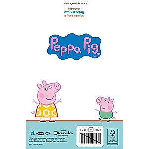 Danilo Promotions LTD Danilo Promotions Limited Official Peppa Pig Age 3 Birthday Card, Yippee! You're Three! multiple colours PG080,7x5 inch