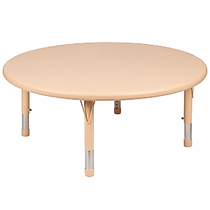 Flash Furniture Wren 45" Round Natural Plastic Height Adjustable Activity Table