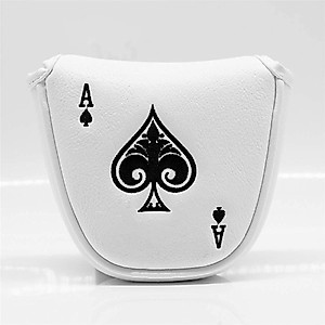 Barudan Golf Poker Ace White Mallet Putter Cover Headcover Magnetic Club Protector fits for Odyssey 2ball Style Putters,Synthetic Leather Putter Headcover for Mallet, RH LH
