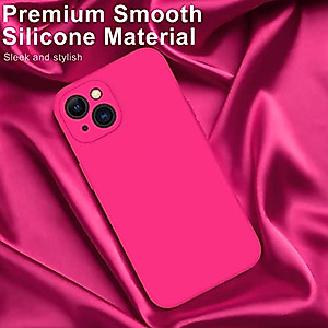 DEENAKIN Compatible with iPhone 14 Case with Screen Protector - Silky Silicone - Enhanced Camera Cover - 16ft Drop Tested - Slim Fit Protective Phone Case for Men Women Girls 6.1" - Hot Pink