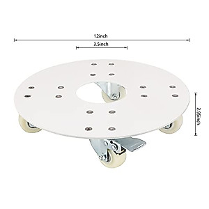 YUjieSTC Plant Stand with Wheels,3.0mm Thick Aluminum Alloy Heavy Duty Plant Caddy with Wheels, Rolling Plant Stand Holds 12 Inch and 500lbs（White）
