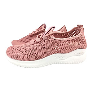 Hohxil Womens Sneakers Mesh Workout Running Walking Fashion Sneakers Lightweight Breathable Non Slip Gym Comfort Casual Memory Foam Tennis Jogging Shoes for Women Pink