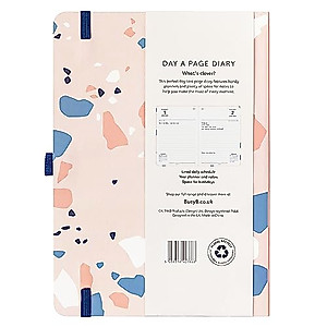 Busy B Day A Page Diary January to December 2024 - A5 Terrazzo - Daily Planner with Lined Pages, Notes and Year Planner