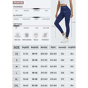 MoFiz Women's Cargo Pants Winter Fleece Lined Leggings Warm Water Resistant Thermal Insulated Sports Hiking Joggers Legging Running Tights High Waisted Navy 2XL