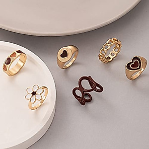 GIGB PBDK Y2K Colorful Cute Rings for Women,Stackable Rings Chunky Heart Flower Butterfly Rings Trendy Aesthetic Statement Rings for Women Teen Grils