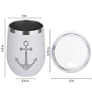 silichee 12 Oz Stainless Steel Stanley Cup with Lid Sea Anchor from Ornate Ornaments Curls Template Isolated White Insulated Tumblers Vacuum Coffee Mugs for Hot and Cold Drinks,Coffee,Wine