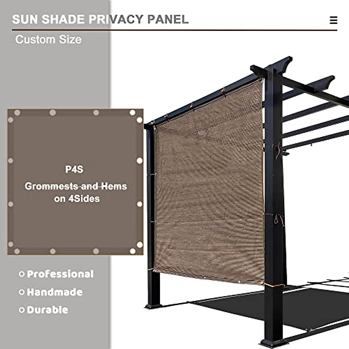 Alion Home Sun Shade Privacy Panel with Grommets and Hems on 4 Sides for Patio, Awning, Window, Pergola or Gazebo - Mocha Brown (12' x 12')