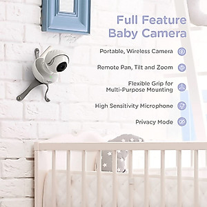 Hubble Connect Touch Twin 5" Smart Baby Monitor with Camera and Audio, WiFi Baby Camera Monitor with Flexible Wall Mount; Pan Tilt Zoom; 2Way Talk, Interactive Smart HD Monitor & Smartphone App