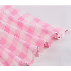 Nihsatin Barbie Pink Swing Dress Tie Shoulder Plaid Printed Knot Waist Dress