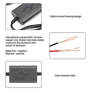 Dash Cam Hardwire, Dash Cam Hardwire Kit 12v 24V to 5V 2.5A Straight Mini USB Step Down Line for Parking Monitoring