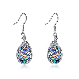 Dolphin Earrings Sterling Silver Abalone Shell Dolphin Dangle Drop Earrings Dolphin Jewelry Christmas Gifts for Women Daughter