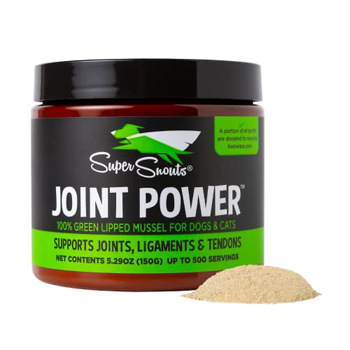 Super Snouts Joint Power 100% Green Lipped Mussels for Dogs & Cats - Dog Joint Supplement Powder Supports Joints, Tendons, Ligaments (5.29 oz)