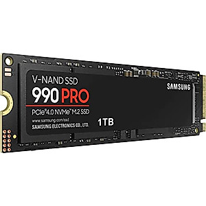 SAMSUNG 990 PRO SSD 1TB PCIe 4.0 M.2 Internal Solid State Drive, Fastest Speed for Gaming, Heat Control, Direct Storage and Memory Expansion for Video Editing, Heavy Graphics, MZ-V9P1T0B/AM