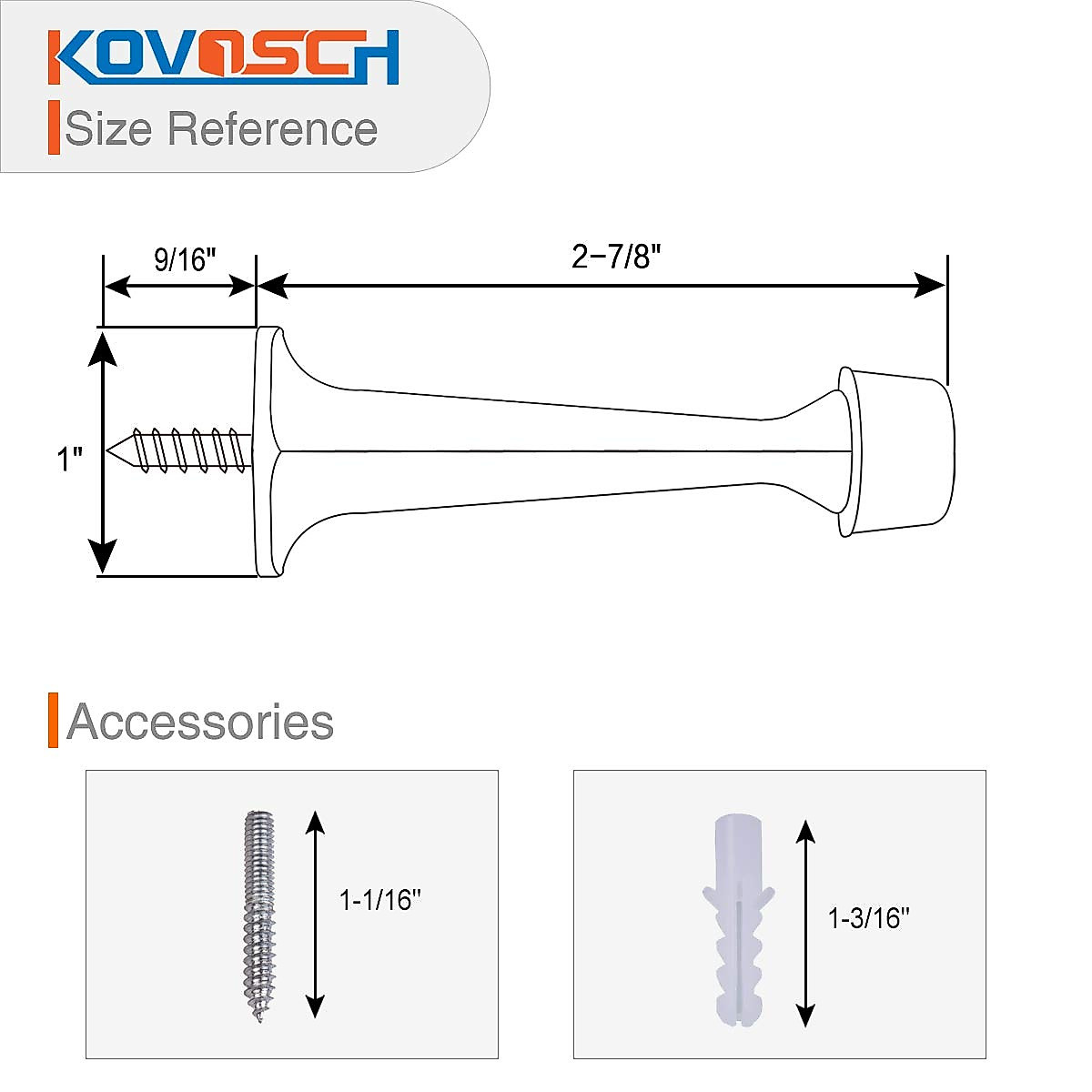 KOVOSCH 10 Pack Solid Rigid Door Stops - Heavy Duty Door Stoppers Wall Protector with Soft Rubber Tips, White