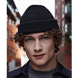 Beechfield mens B43R Recycled Mini Fisherman Beanie, Black, Small-X-Large