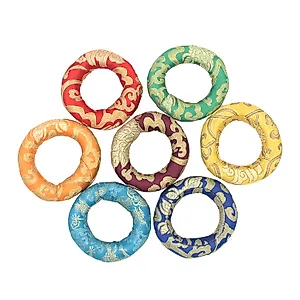 Silk Brocade Ring Cushion Pillow for Tibetan Singing Bowl Hand Made Nepal (Orange)