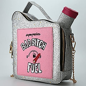 QiMing Gasoline Shoulder Handbag,Sequins PU CrossBody PursesTote Bag for Women(Silver)