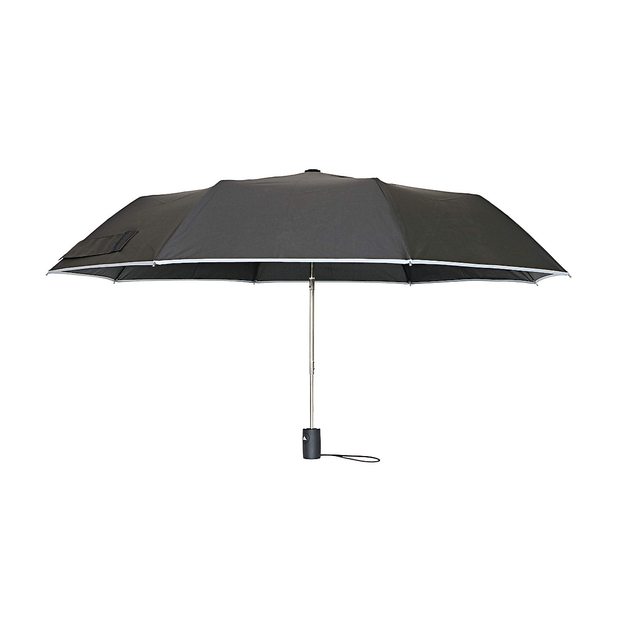 West Chester UMB340/OS Tri-Fold Umbrella - Black, 40 in., Pongee, Automatic Opening Umbrella with Fiberglass Ribs, Metal Shaft, Gray Trim