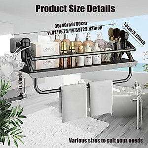 Towel Rack, Towel Bar for Bathroom，Towel Rings，Wall Mount Heavy Duty Storage Thicken Stainless Steel Modern Home Decor Towel Rod for Kitchen Bedroom(Black,Rodded 60cm/23.62in)