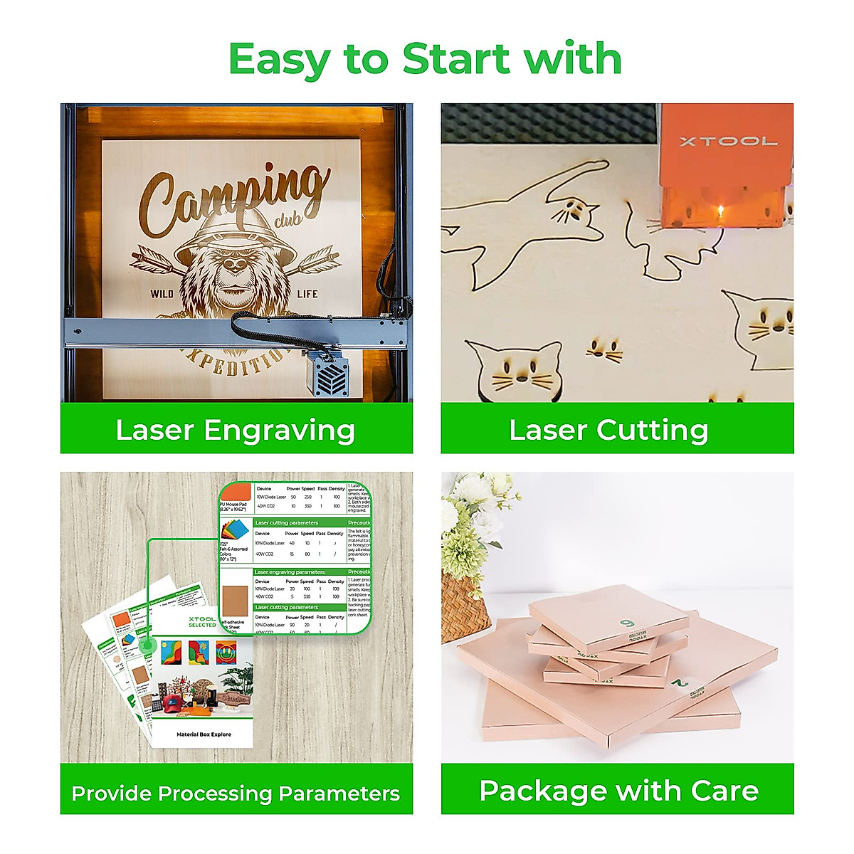 Laser Material Explore Kit, 111-Piece Laser Material Box, 8 Kinds of Laser Materials for Laser Engravers & Laser Cutters, Contains Plywood, Acrylic, Leather for Laser Crafting, Personalize Gifts