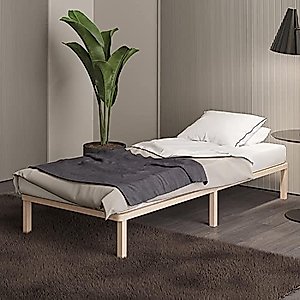 Hansales Bed Frame Lisette Full Size 54″ with Bed Slats - Light Wooden Platform Withstands up to 550 lbs - from Natural Solid Birch Hardwood FSC - Made in Europe - Japanese Style - Without Headboard
