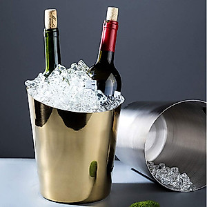 Wine cooler, Ice Bucket Stainless Steel Ice Bucket With Clip Portable Ice Bucket Hotel Bucket Champagne Bucket Beverage Bucket Party Activities and Camping Tableware Insulated Ice Bucket (Color : A) (