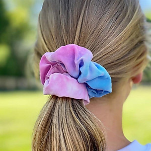 10 Pack White Cotton Scrunchies for Tie Dye Hair Elastic Hair Ties Pony Tail Holder for Party