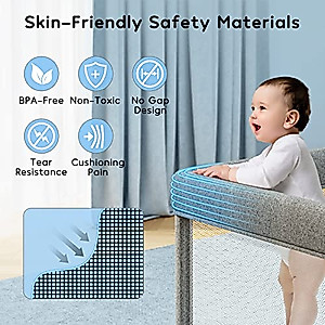 UANLAUO Baby Playpen, Safety Play Pens for Babies and Toddlers, Baby Play Yards with Breathable Mesh, Easy to Assamable Baby Fence, Sturdy Playyard Play Area for Apartment, 47x47x27 Inch Grey