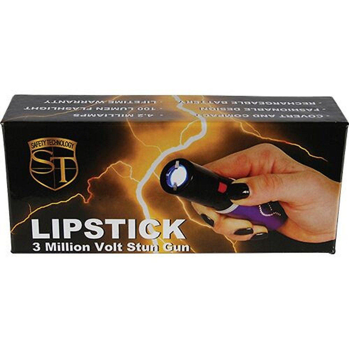 Safety Technology Lipstick 3 Million Volt Stun Gun with Flashlight - Purple