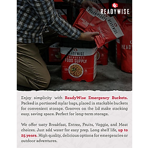 READYWISE - 30 Day, Emergency Food Supply, 298 Servings, 2 Buckets, Freeze-Dried, MRE, Camping, Hiking, Survival, Adventure Meal, 25-Year Shelf Life