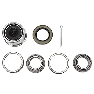 Trailer Wheel Hub Bearings Kit, Trailer Axle Dust Cap Grease Seal Cotter Pin Reduces Friction L44610 for 1‑1/16 Inch Axles