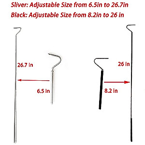 DQITJ 2 Pack Portable Mini Snake Hook, Collapsible Stainless Steel Snake Tongs, Retractable Snake Catching Tool (26 inch, Silver and Black)
