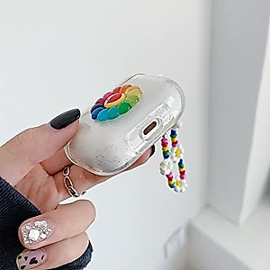 Cute Airpod Pro Case Smile Sun Flower Bracelet Design Soft Silicone Clear Glitter Protective Cover for Airpods Pro Case