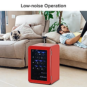 24 Bottle Wine Cooler Cabinet Beverage Fridge Small Wine Cellar Soda Beer Counter Top Bar Fast Cooling Low Noise Frost Free Wine Fridge with Professional Compressor for Small Kitchen, Apartment, RV