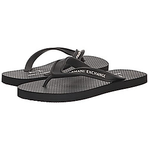 A | X ARMANI EXCHANGE Men's Logo Flip Flop, Black, 10
