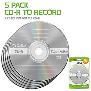 Cellet CD-R 700MB 80 Minute 52X Recordable Blank Disc - (5 Pieces Pack)
