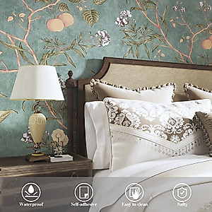 Laatse Green Leaf Wallpaper Peel and Stick Bird Wallpaper 17.5" x 393" Vintage Contact Paper Waterproof Self Adhesive Removable Boho Floral Wall Paper for Bedroom Walls Cabinet Locker
