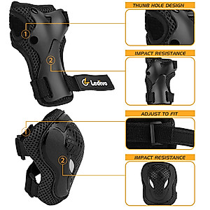 LEDIVO Kids Adjustable Helmet Suitable for Ages 3-9 Years Toddler Boys Girls, Sports Protective Gear Set Knee Elbow Wrist Pads for Bike Bicycle Skateboard Scooter Rollerblading