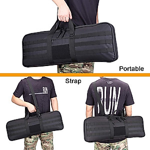 XTACER Tactical Bow Case MOLLE Recurve Takedown Bow Case Fully Padded Case (BLACK)