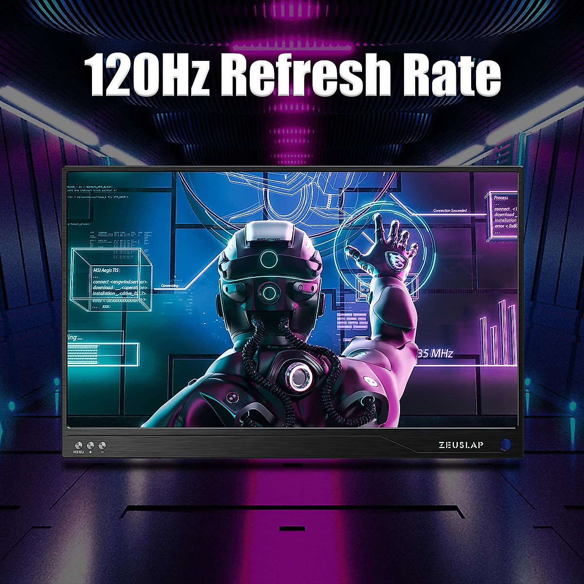 ZEUSLAP Portable Monitor 15.6 Inch 1080P 120Hz FHD Travel Metal Second External USB-C Computer Gaming Monitor with Case & Speakers for Laptop, Phone, SWTICH, PS4/PS5, etc.